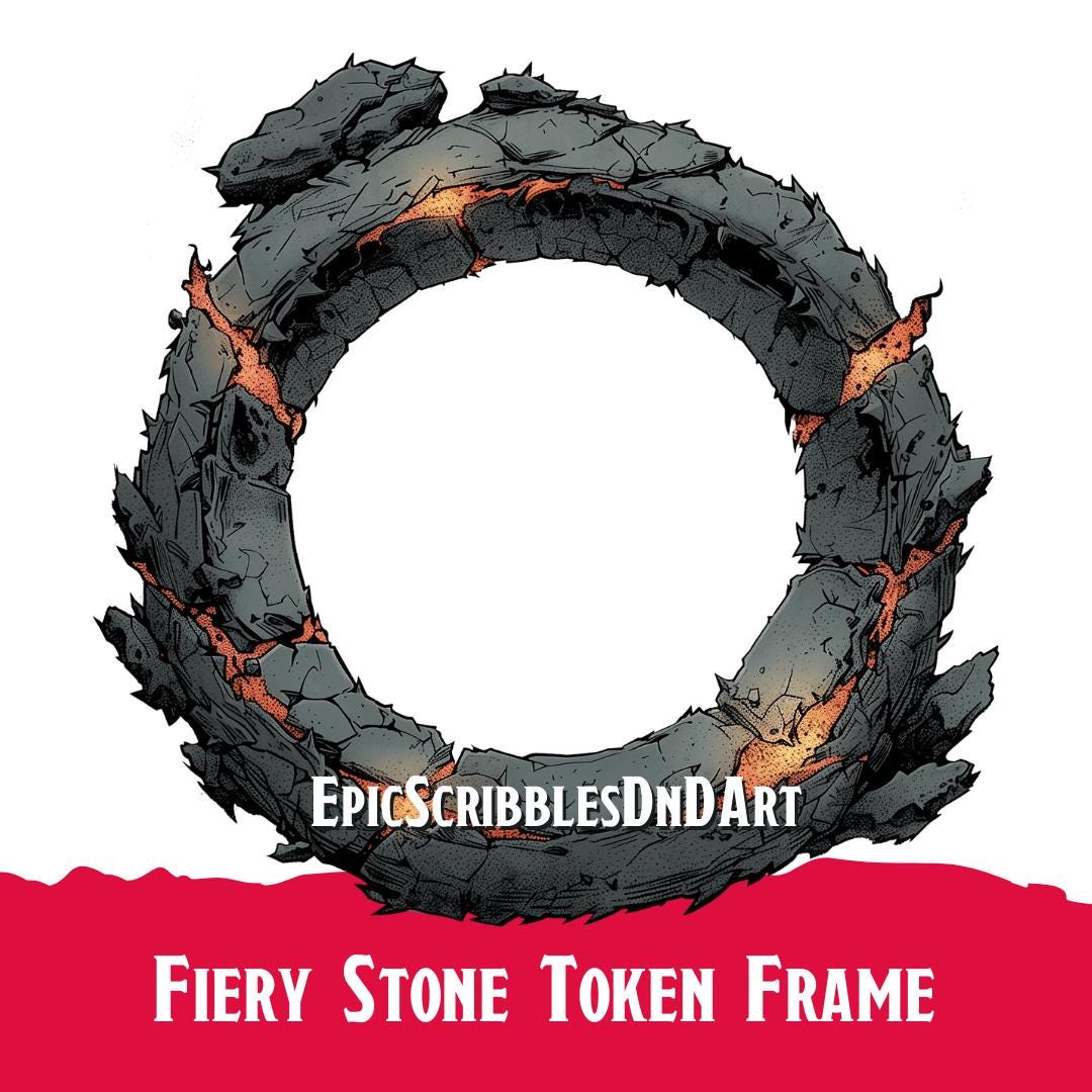 Fiery Stone Token Frame - Digital D&D Border for Dungeons and Dragons ...