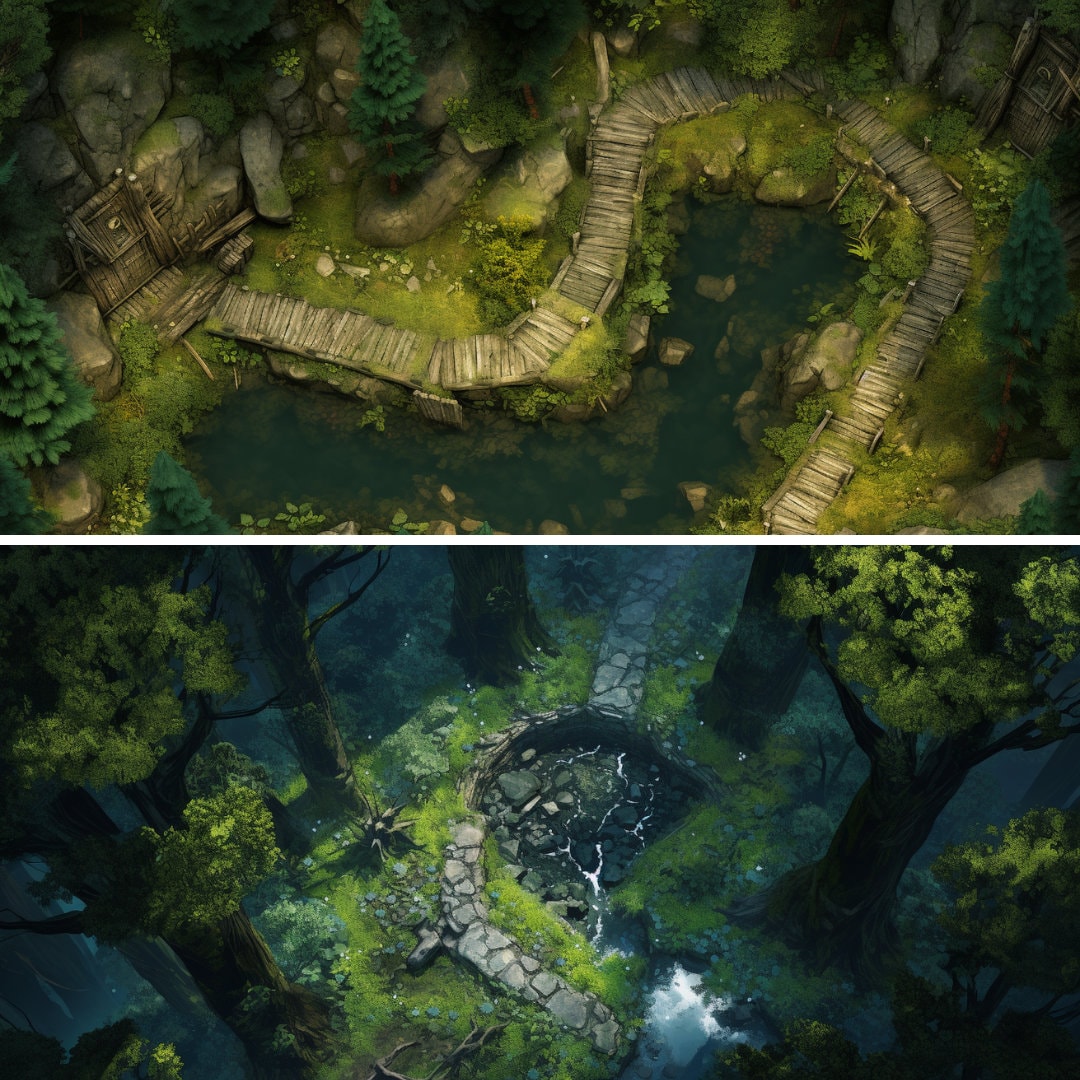 Forest Track Battlemaps Pack: 5 Digital Forest Maps for D&D Adventures ...
