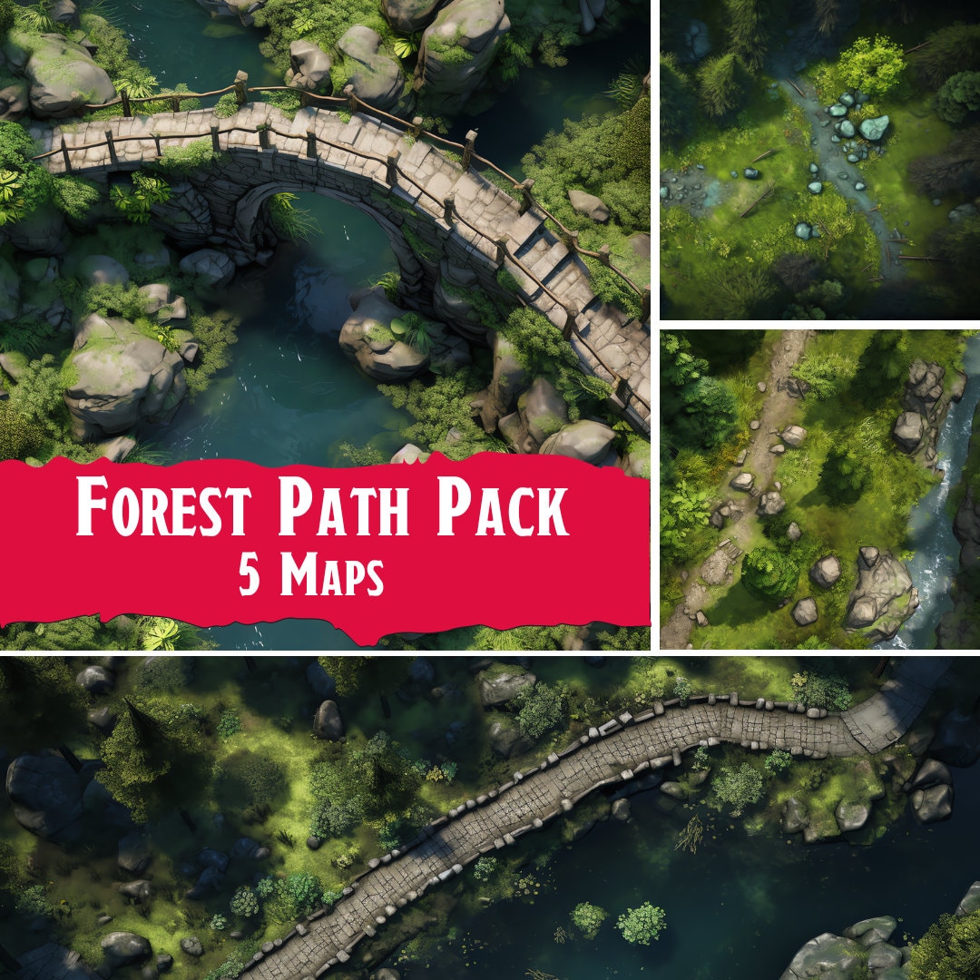Forest Path Battlemaps Pack: 5 Digital Forest Maps for D&D Adventures ...