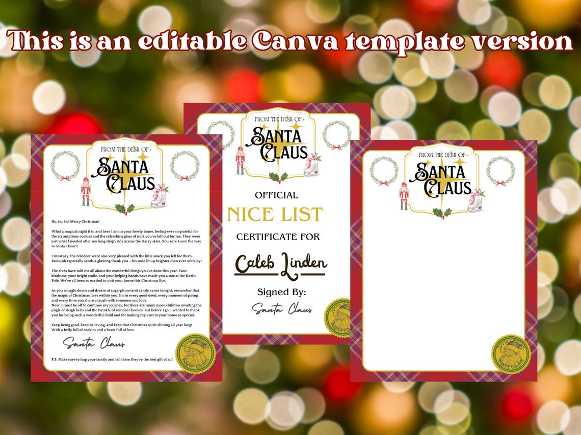 Letter From Santa Secret Santa Ideas Santa Letters Nice - Etsy