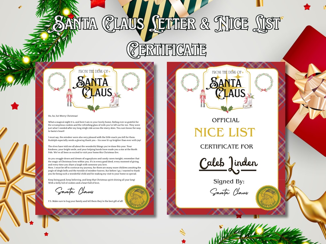Letter From Santa Secret Santa Ideas Santa Letters Nice - Etsy