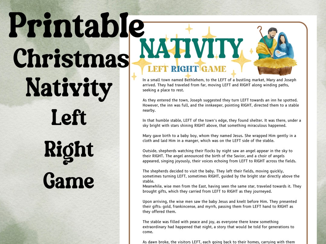 Nativity Left Right, Christmas Party Game, Gift Exchange Game, Pass the ...