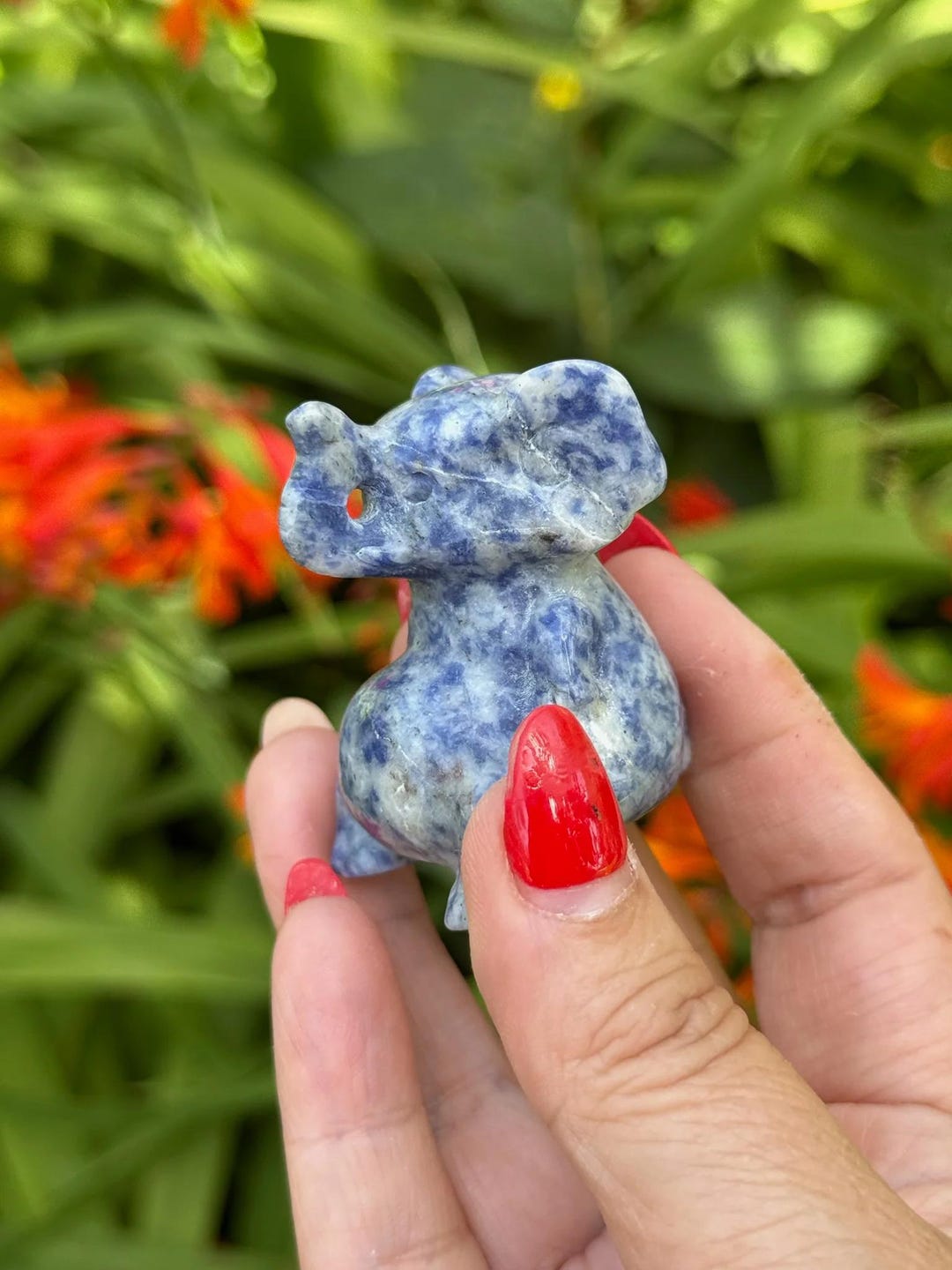 Blue Quartz Elephant Carving - Etsy