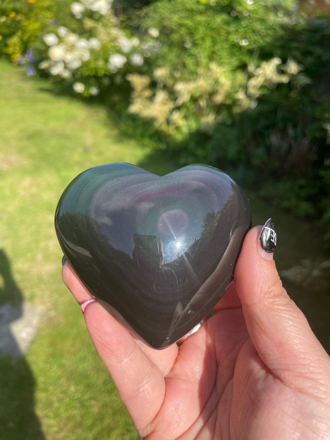Rainbow Obsidian Polished Heart Carving - Etsy