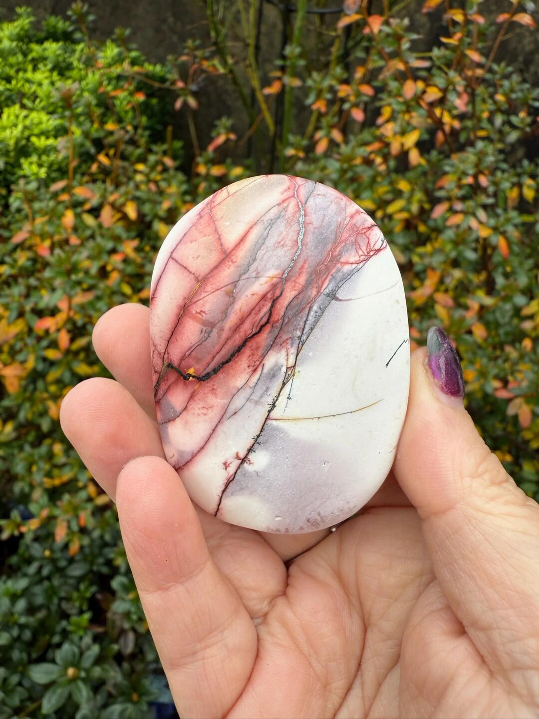 Mookaite Palmstone of Red and White - Etsy