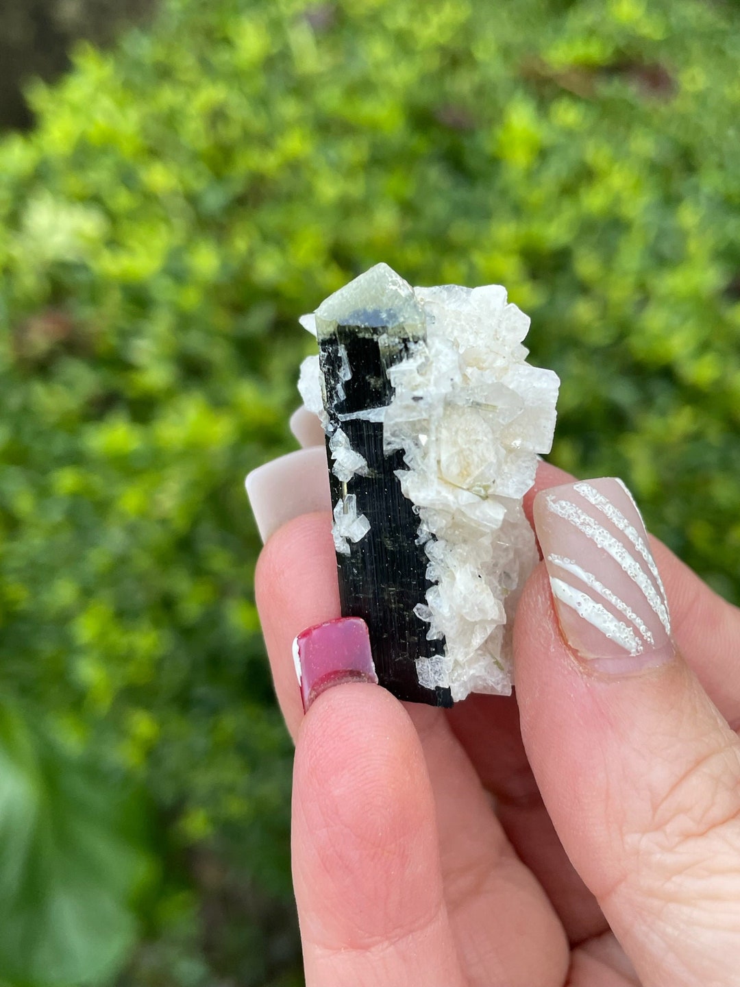 Green Cap Tourmaline and Calcite Crystal Specimen - Etsy