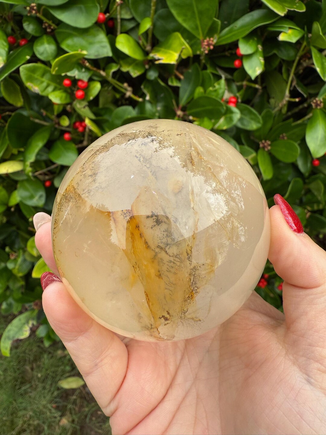Large Golden Healer Quartz Sphere With Dendrites - Etsy