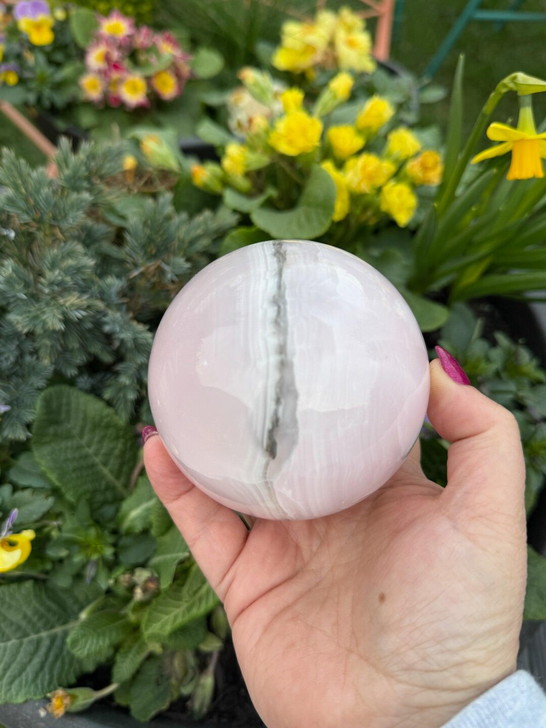Large UV Reactive Smoky Mangano Calcite Sphere - Etsy