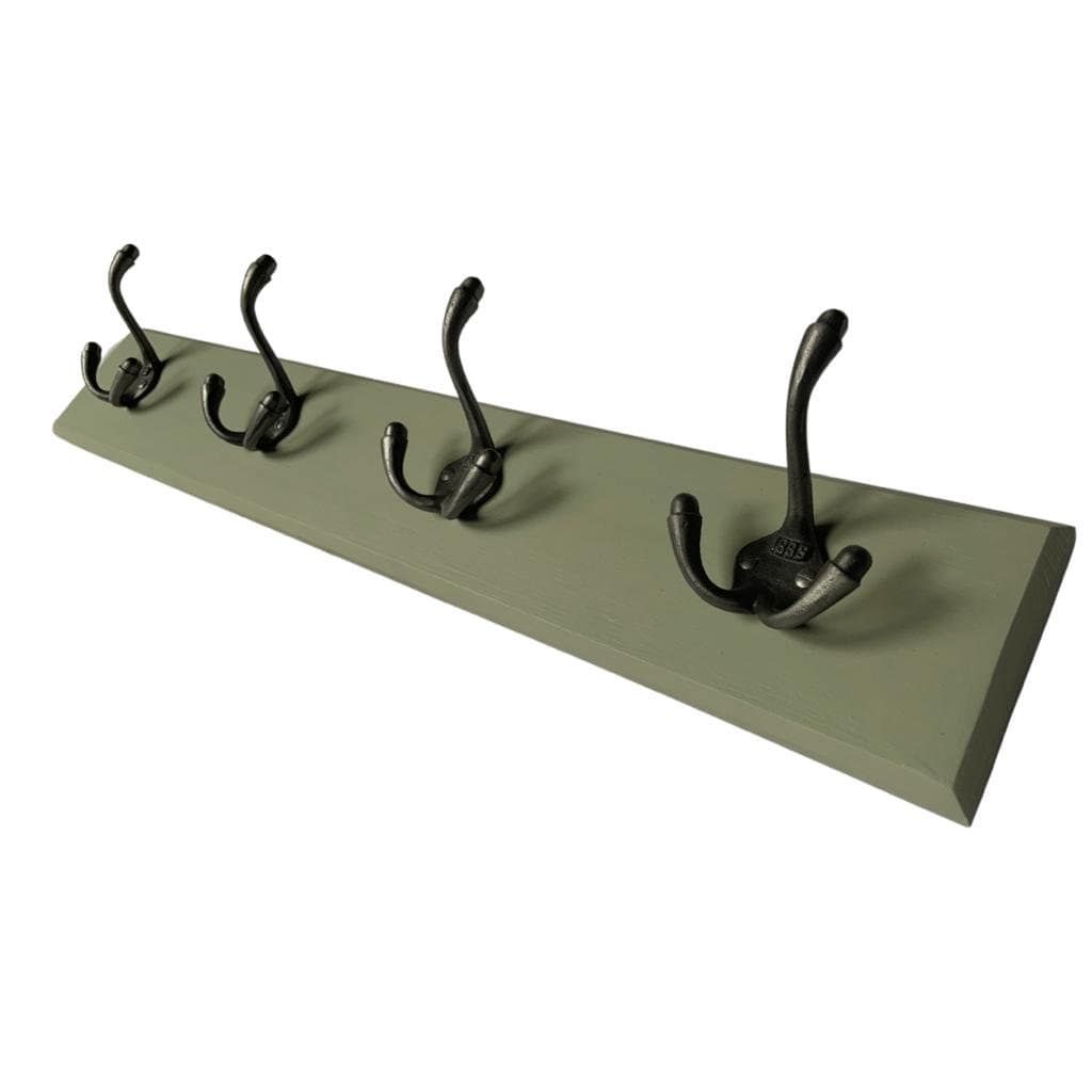 Solid Pine Painted Coat Rack Antique Style Triple Hooks Wall Mounted ...