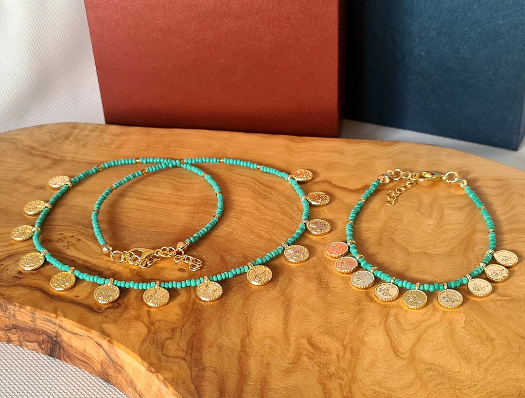 Glass Seed Bead Jewelry Set Turquoise Seed Bead - Etsy