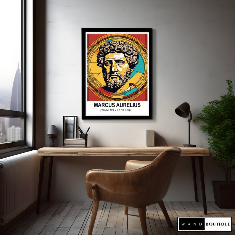 Marcus Aurelius Poster, Stoic Philosophy Pop Art Wall Picture, Perfect ...