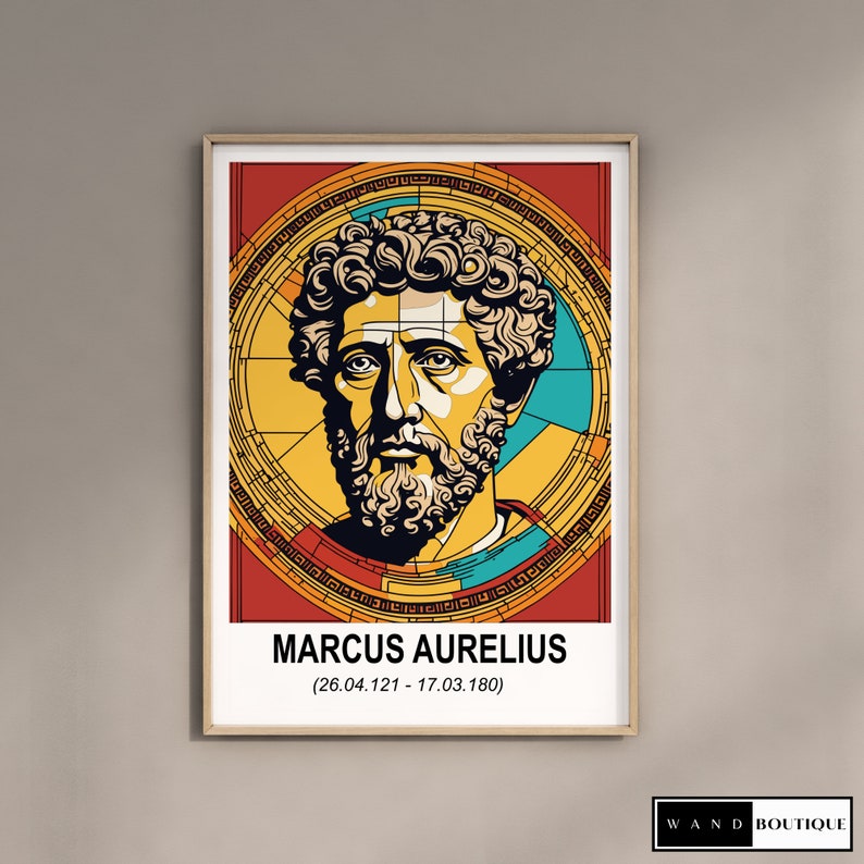 Marcus Aurelius Poster, Stoic Philosophy Pop Art Wall Picture, Perfect ...