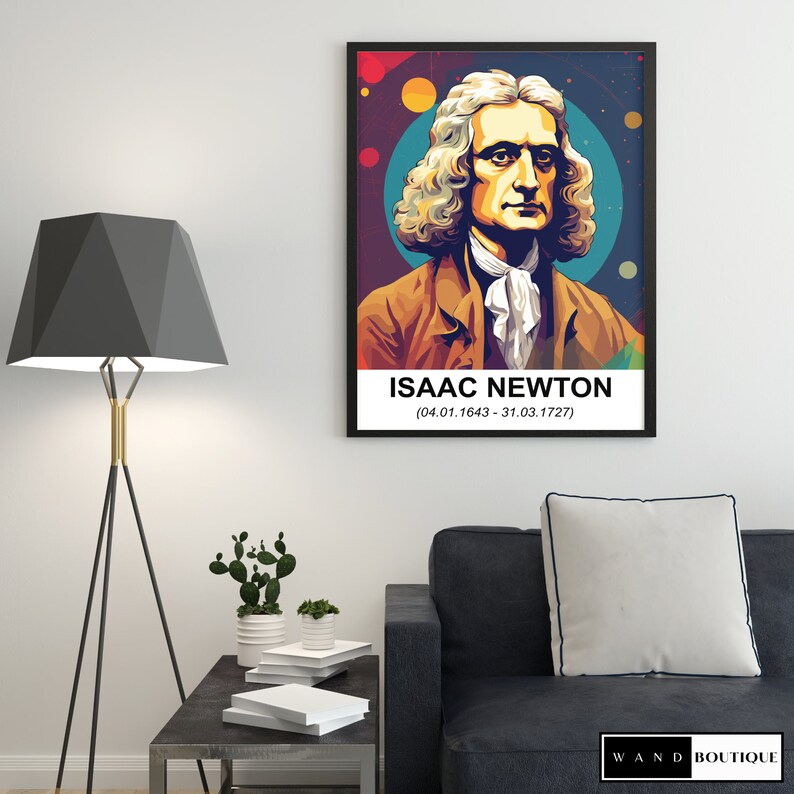 Isaac Newton Poster Pop Art Philosophy, Physics Modern Wall Picture ...