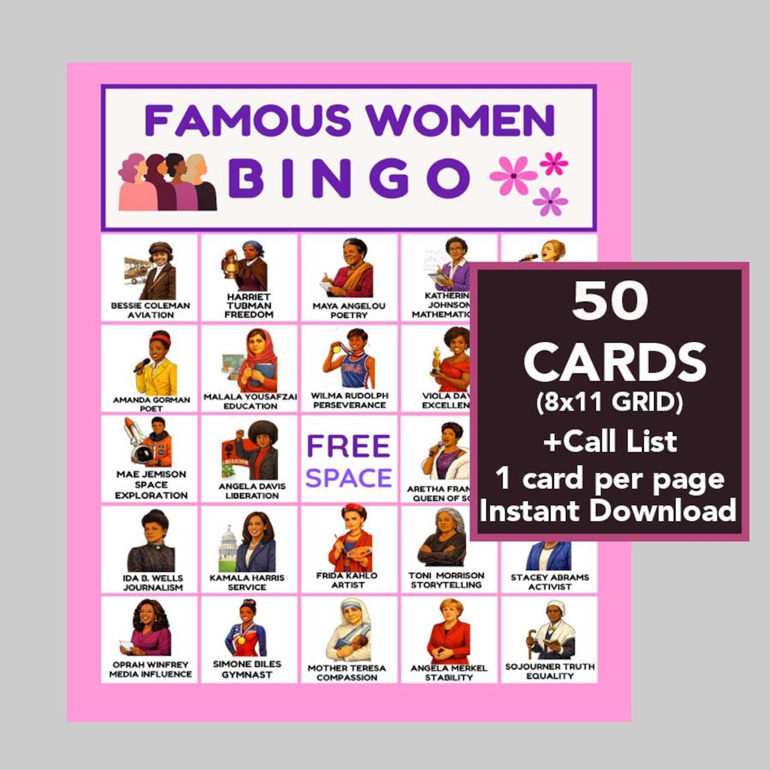 Famous Women Bingo Cards, Black History Figures, School Game (digital ...