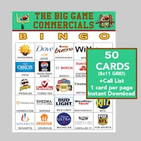 Football Bingo Cards Printable | 2026 Football Commercial Game | Big ...