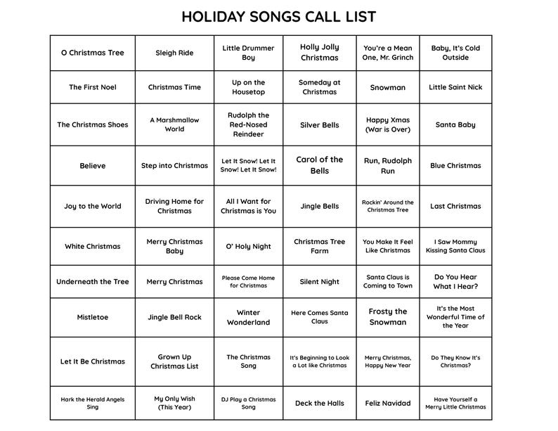 Christmas Songs Bingo, 50 PRINTABLE Bingo Cards, Christmas Music Bingo ...