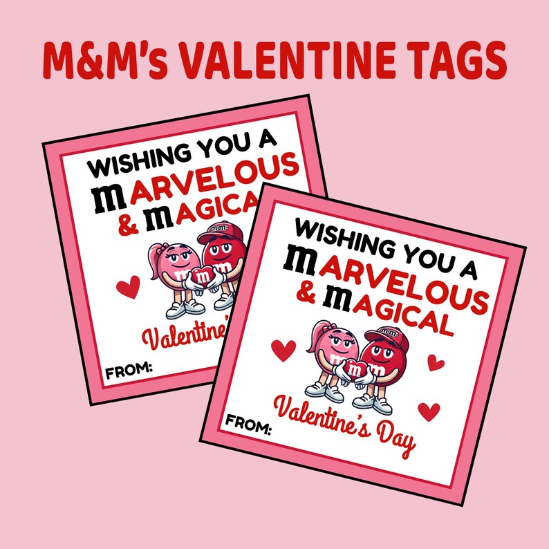 M&M Valentine's Day Tags, Candy Gift Printables (digital Download) - Etsy