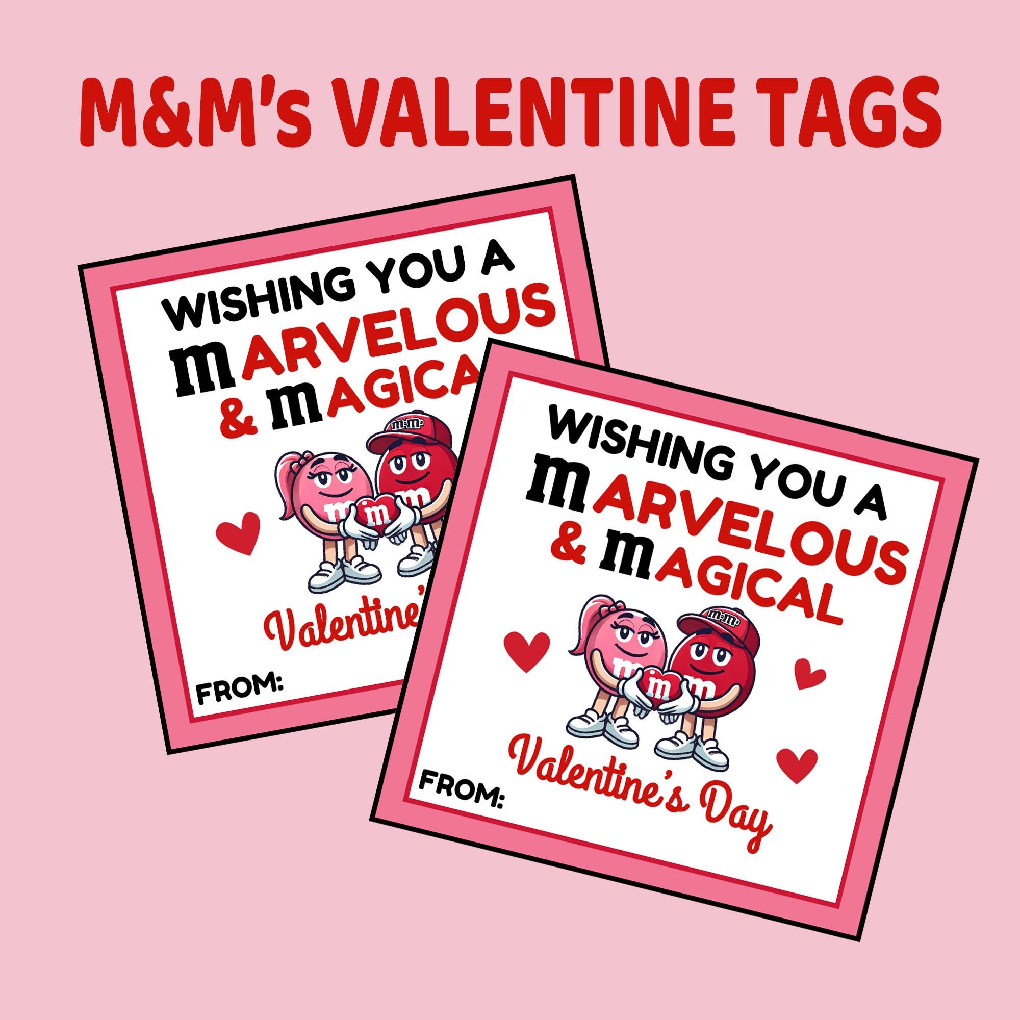 M&M Valentine's Day Tags, Candy Gift Printables (digital Download) - Etsy
