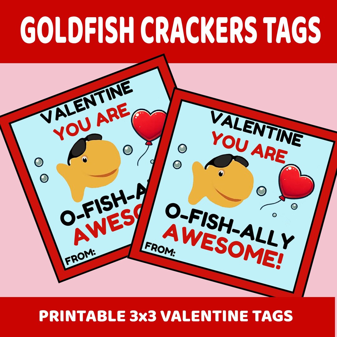 Goldfish Printable Valentine Tag for Kids, Goldfish Crackers Tags ...