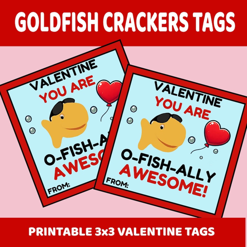 Goldfish Printable Valentine Tag for Kids, Goldfish Crackers Tags ...