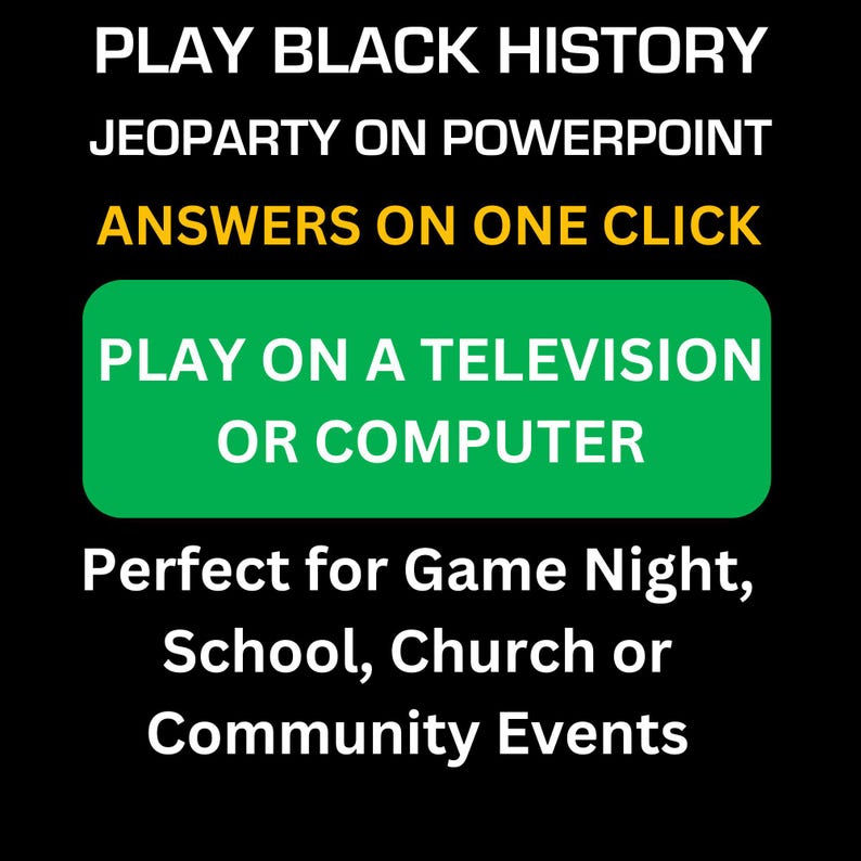 Black History Jeopardy Game, Black History Powerpoint Game, Educational ...