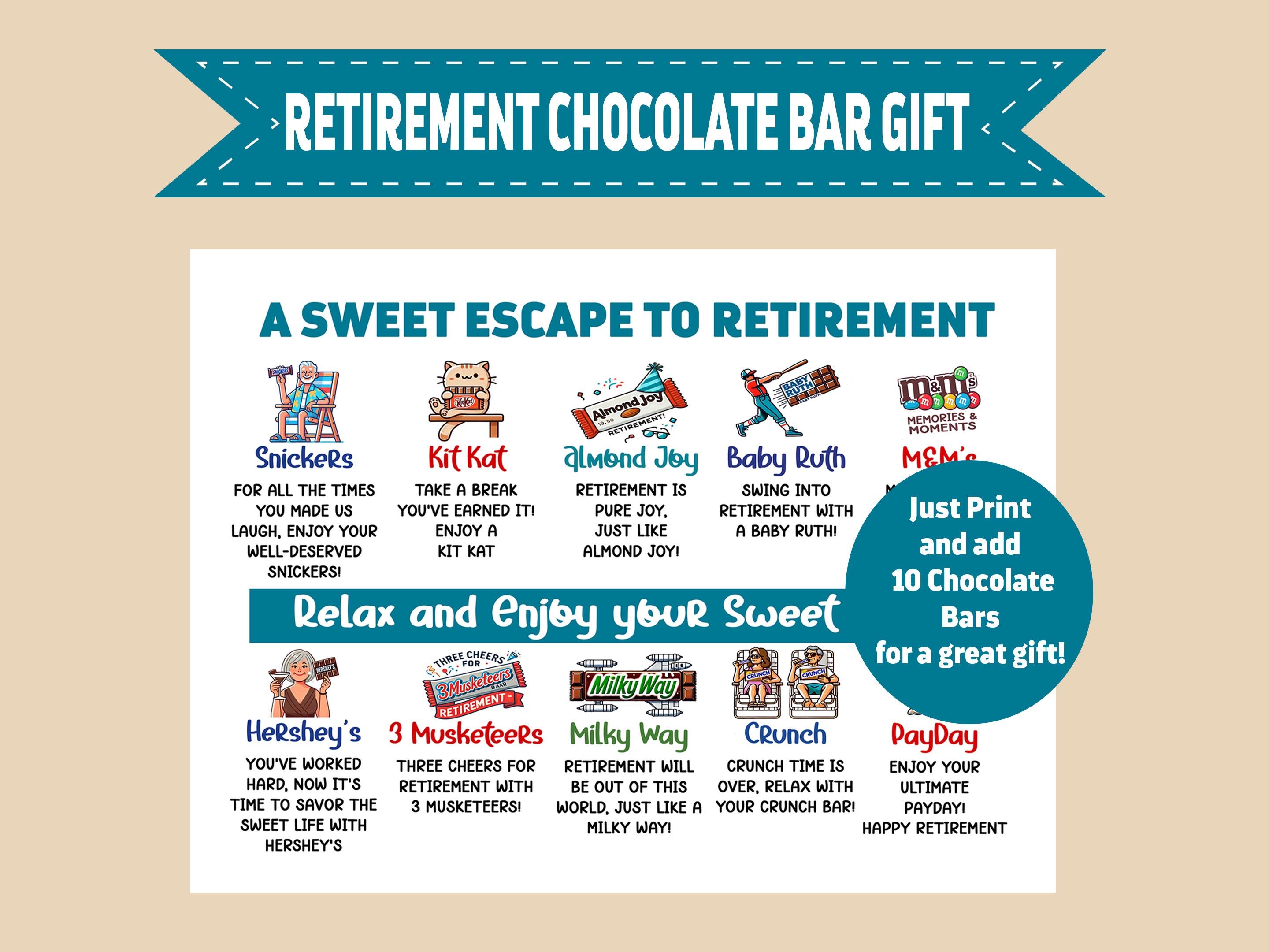 Retirement Chocolate Bar Gift, Retirement Gift, Gift for Retiree ...