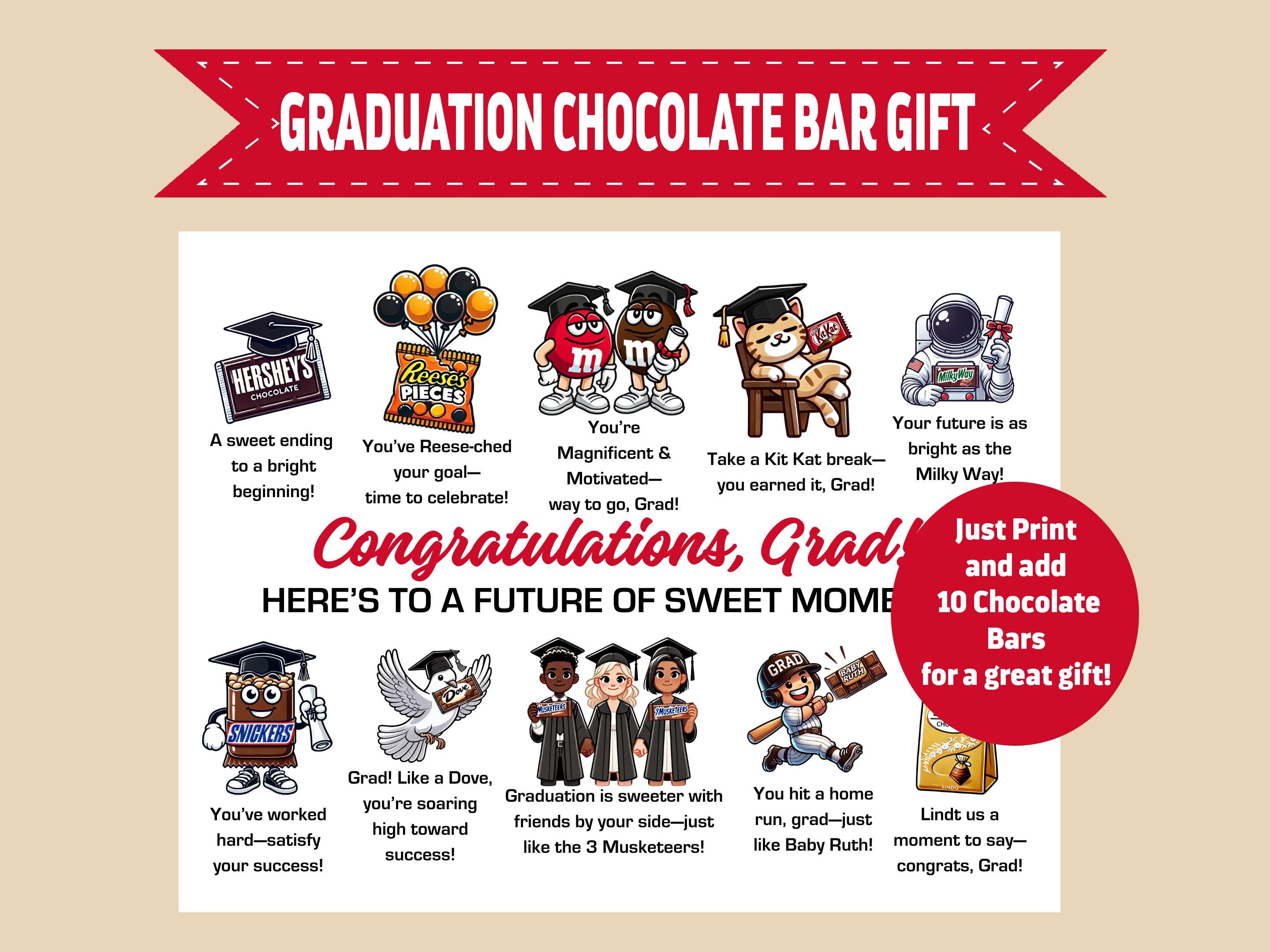 Graduation Chocolate Bar Gift, Graduation Chocolate Bar Poster, DIY ...