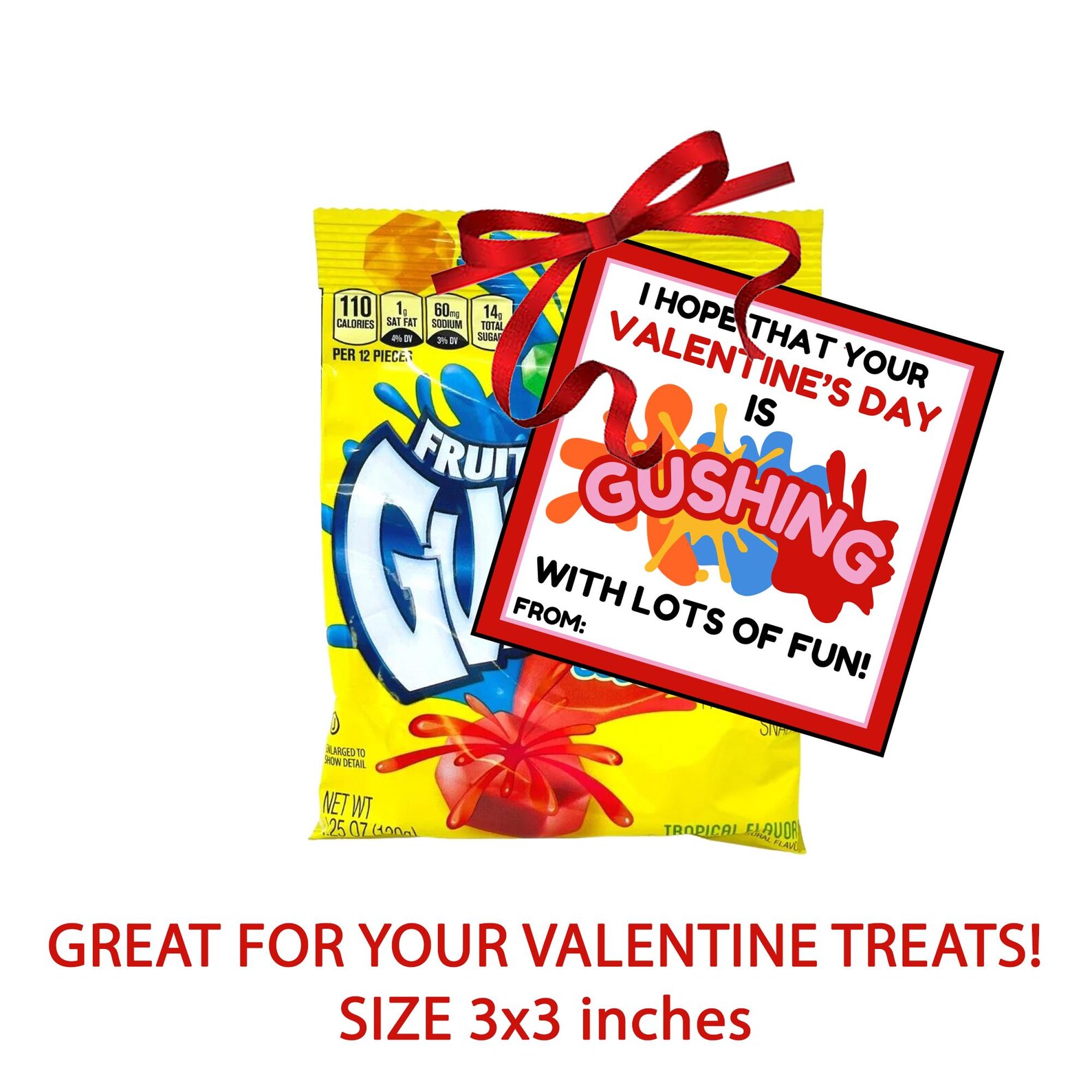 Gushers Valentine's Day Tags – Printable Fruit Snack Favors (digital ...
