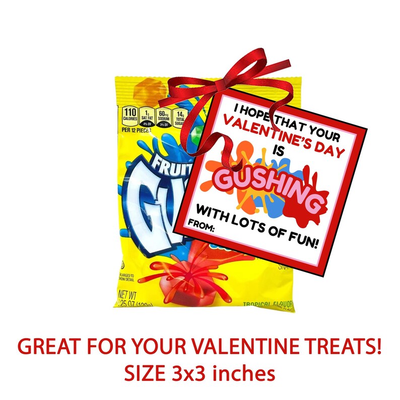 Gushers Valentine's Day Tags – Printable Fruit Snack Favors (digital ...