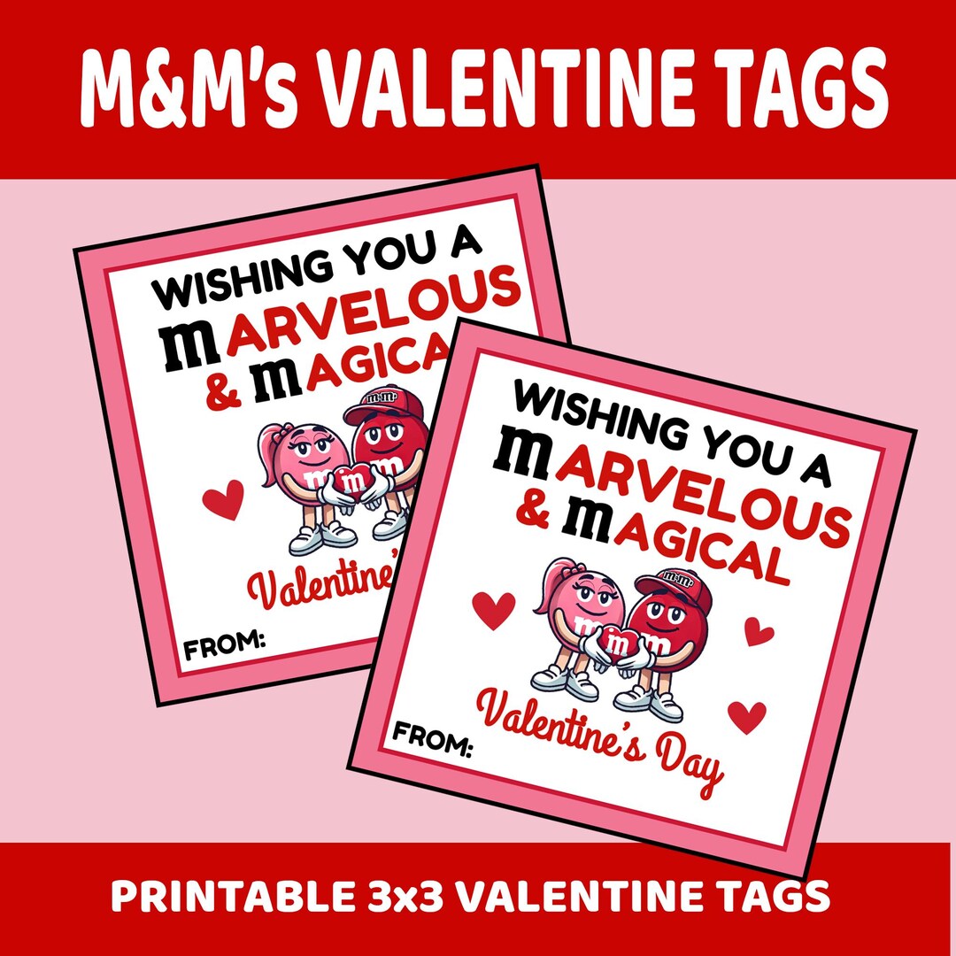 M&M Valentine's Day Tags, Candy Gift Printables (digital Download) - Etsy
