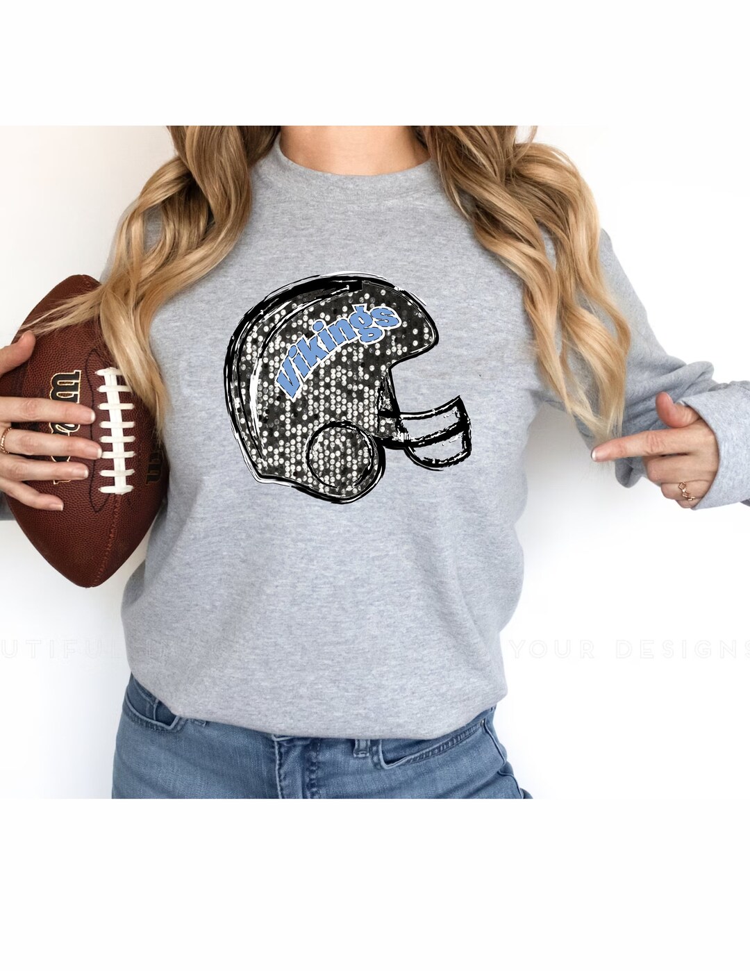 Vikings Faux Sequin Football - Etsy