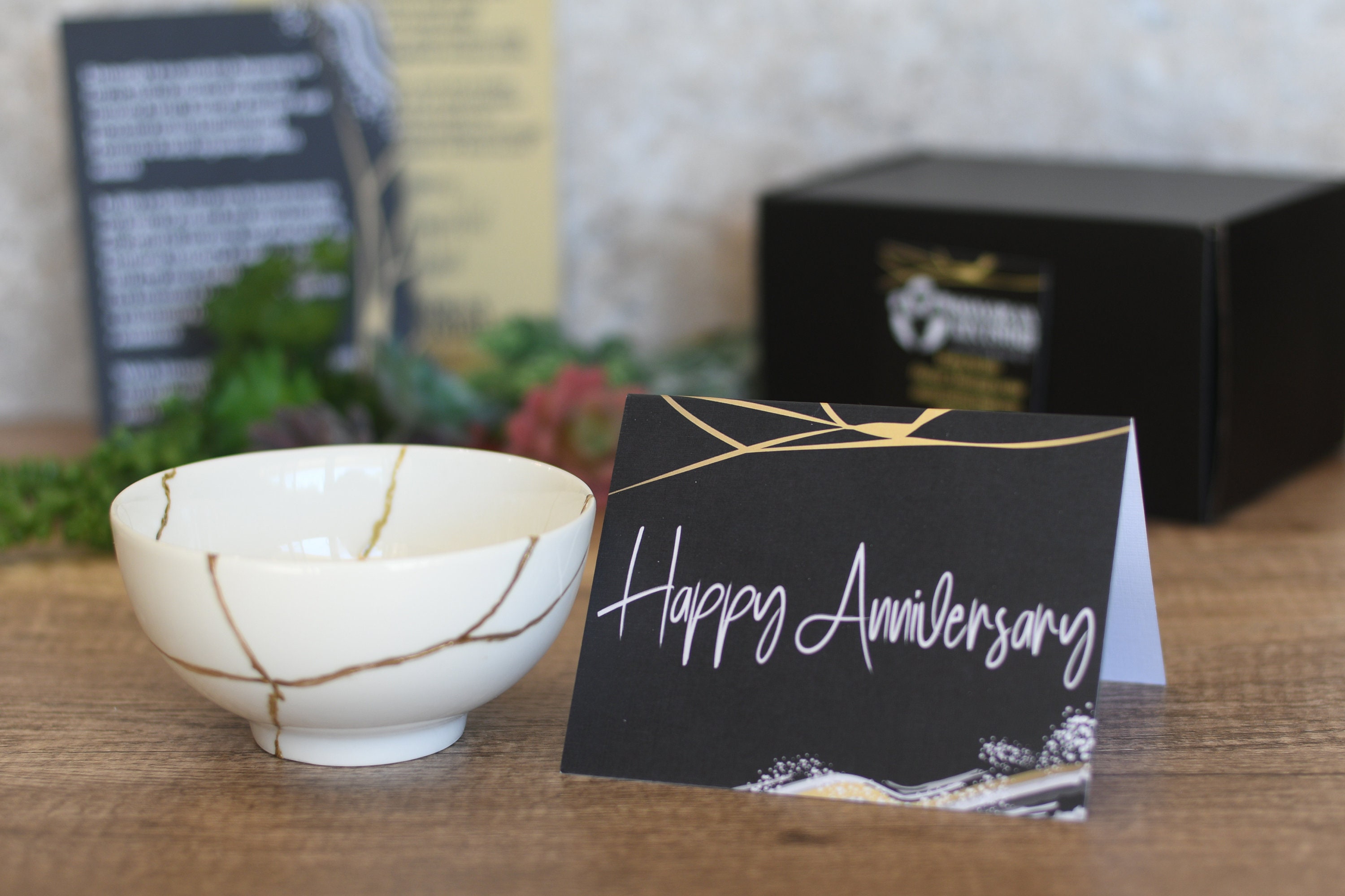 Decorative Kintsugi Anniversary Gift Set Porcelain for 18th Wedding Anniversary or Meaningful ...
