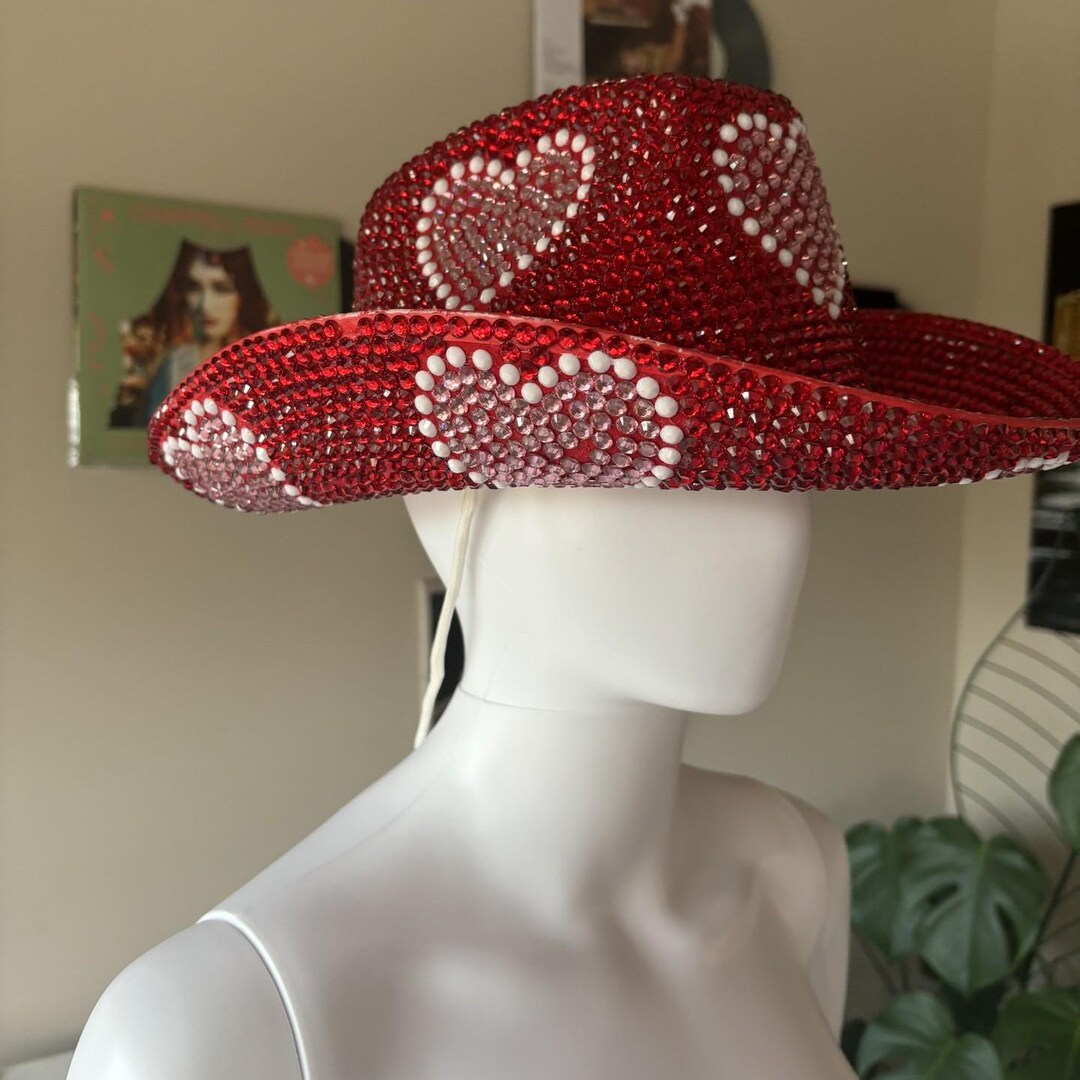 Red Heart Rhinestone Cowgirl Hat - Etsy