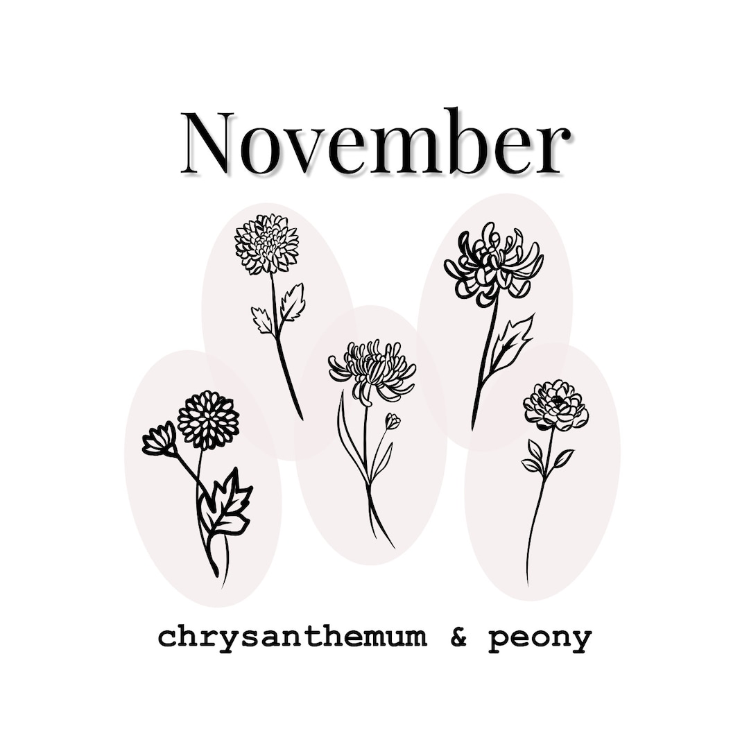 NOVEMBER Birth Month Flower Bundle SVG PNG, Birthflower, Floral Clipart ...