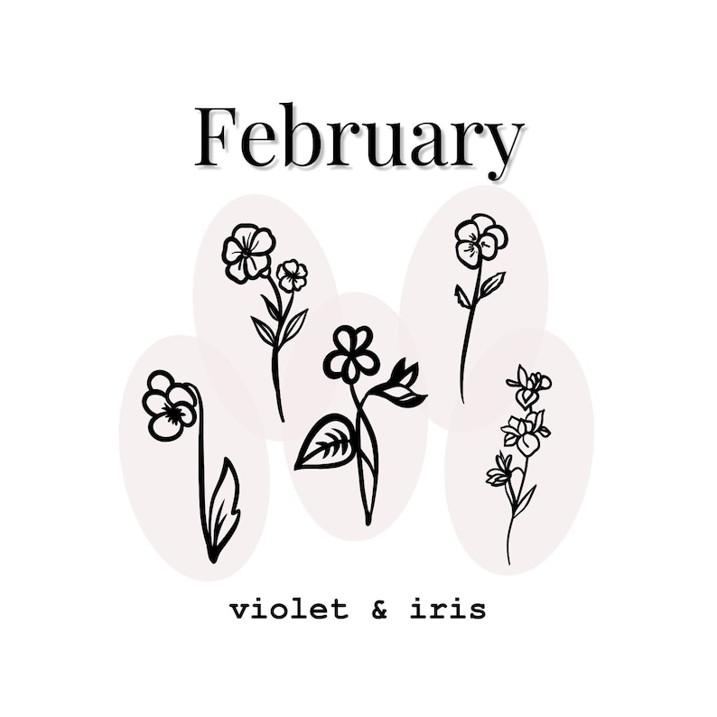 FEBRUARY Birth Month Flower Bundle SVG PNG, Birthflower, Floral Clipart ...