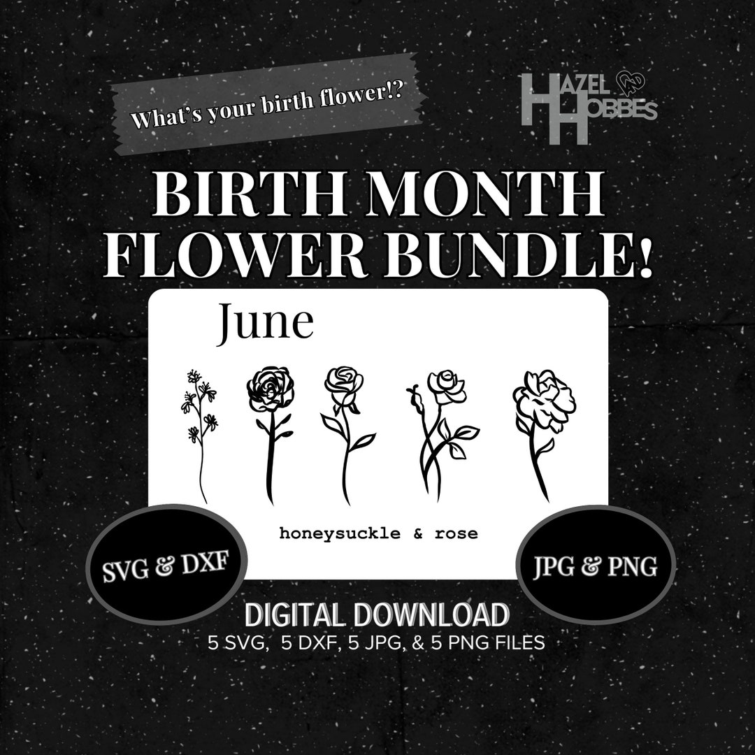 JUNE Birth Month Flower Bundle SVG PNG, Birthflower, Floral Clipart ...