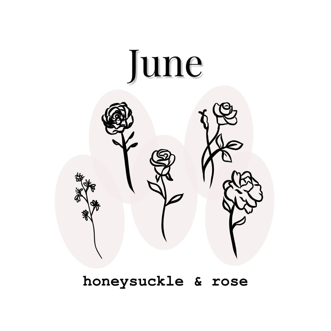 JUNE Birth Month Flower Bundle SVG PNG, Birthflower, Floral Clipart ...
