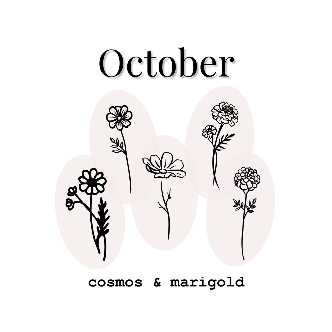 OCTOBER Birth Month Flower Bundle SVG PNG, Birthflower, Floral Clipart ...
