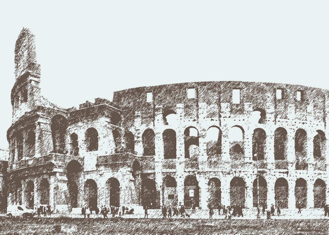Rome Colosseum Poster Painting of Iconic Ancient Architecture 36″ X 24 ...