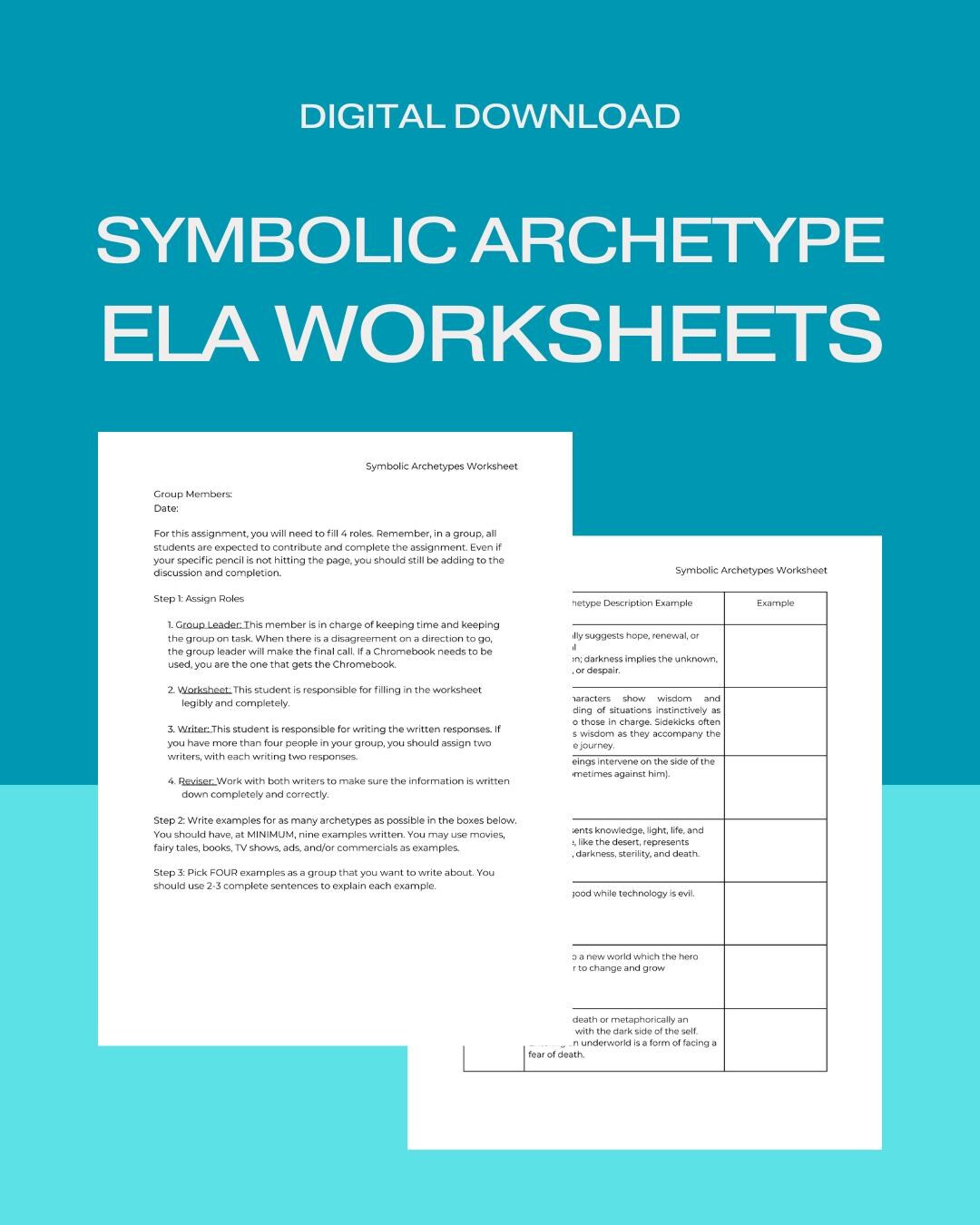 Symbolic Archetype Activity | 9-12 Grade ELA PDF | English Language ...