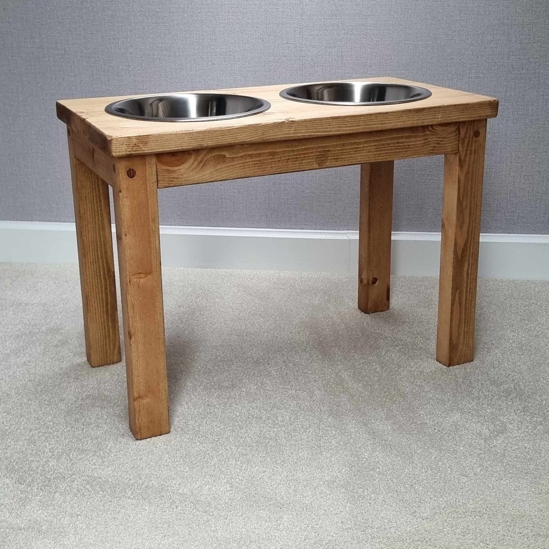 Handmade Tall Wooden Raised Pet Dog Bowl Stand Table Bespoke - Etsy UK