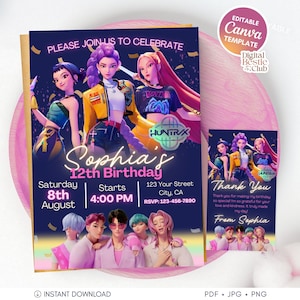 Kpop Demon Hunter Birthday Invitation | Editable Canva Template | Kpop ...