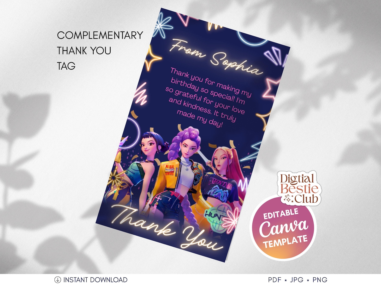 Kpop Demon Hunter Birthday Invitation | Editable Canva Template | Photo ...