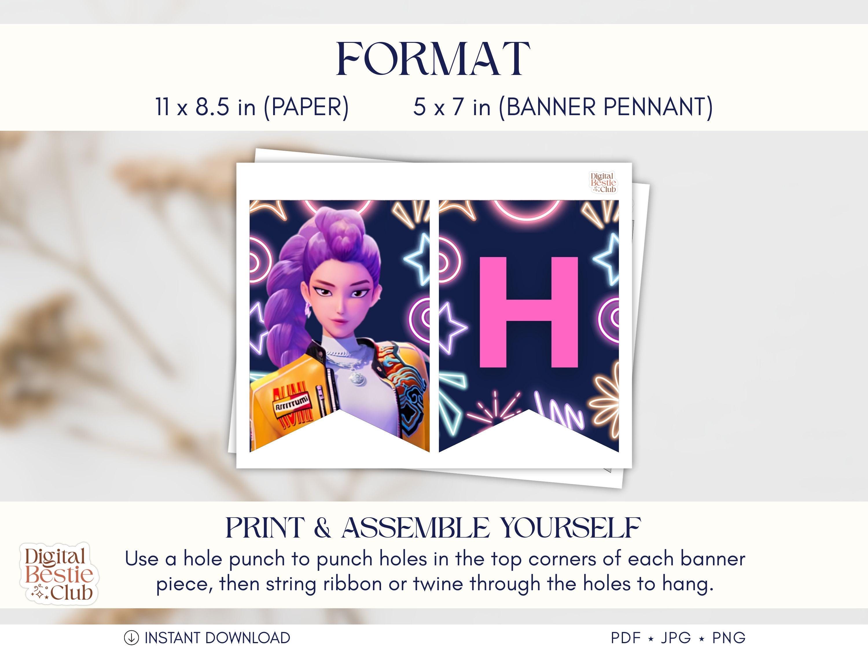 Kpop Demon Hunter Birthday Flag Banner | Editable Template | Digital ...