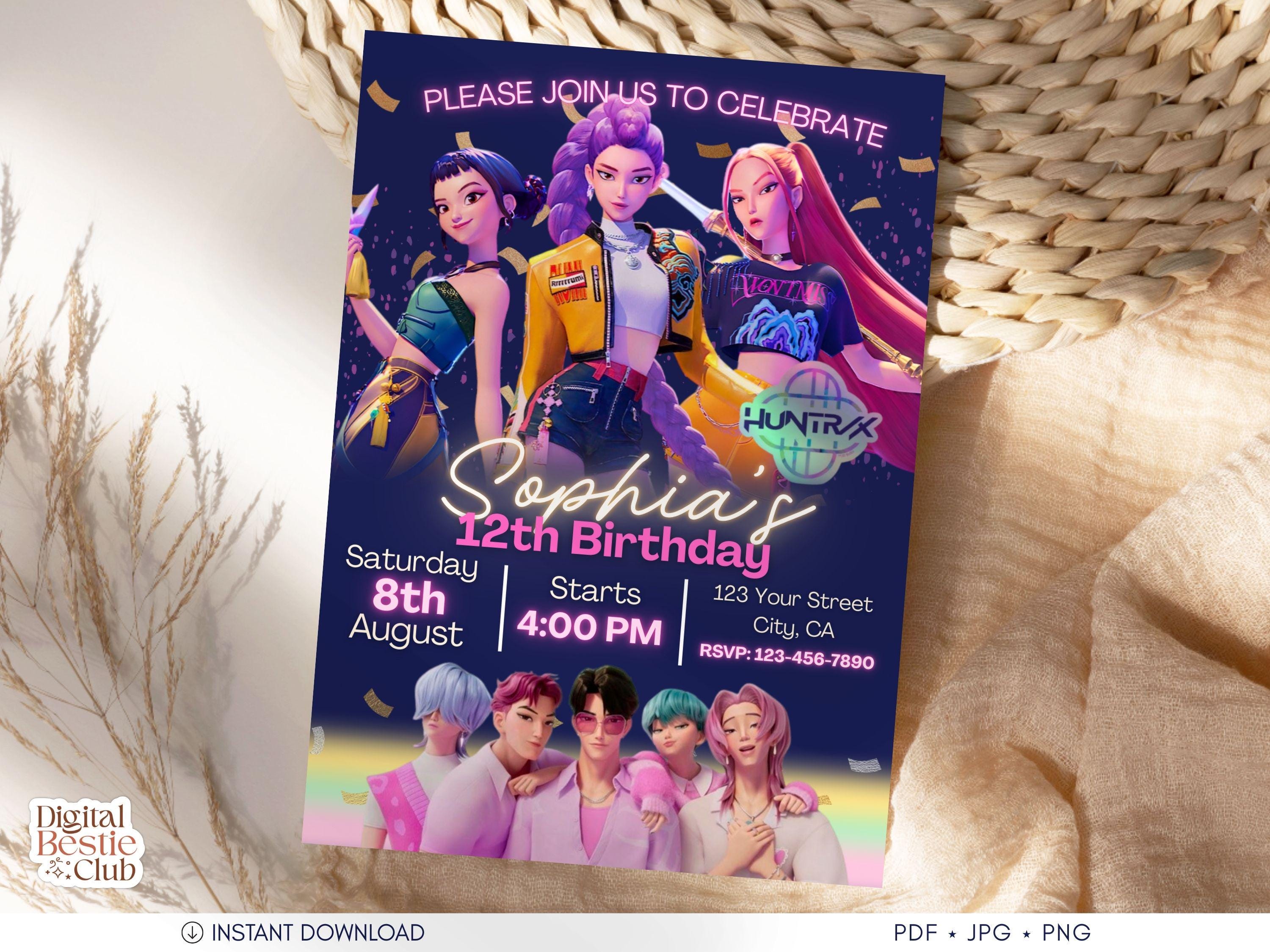 Kpop Demon Hunter Birthday Invitation | Editable Canva Template | Kpop ...