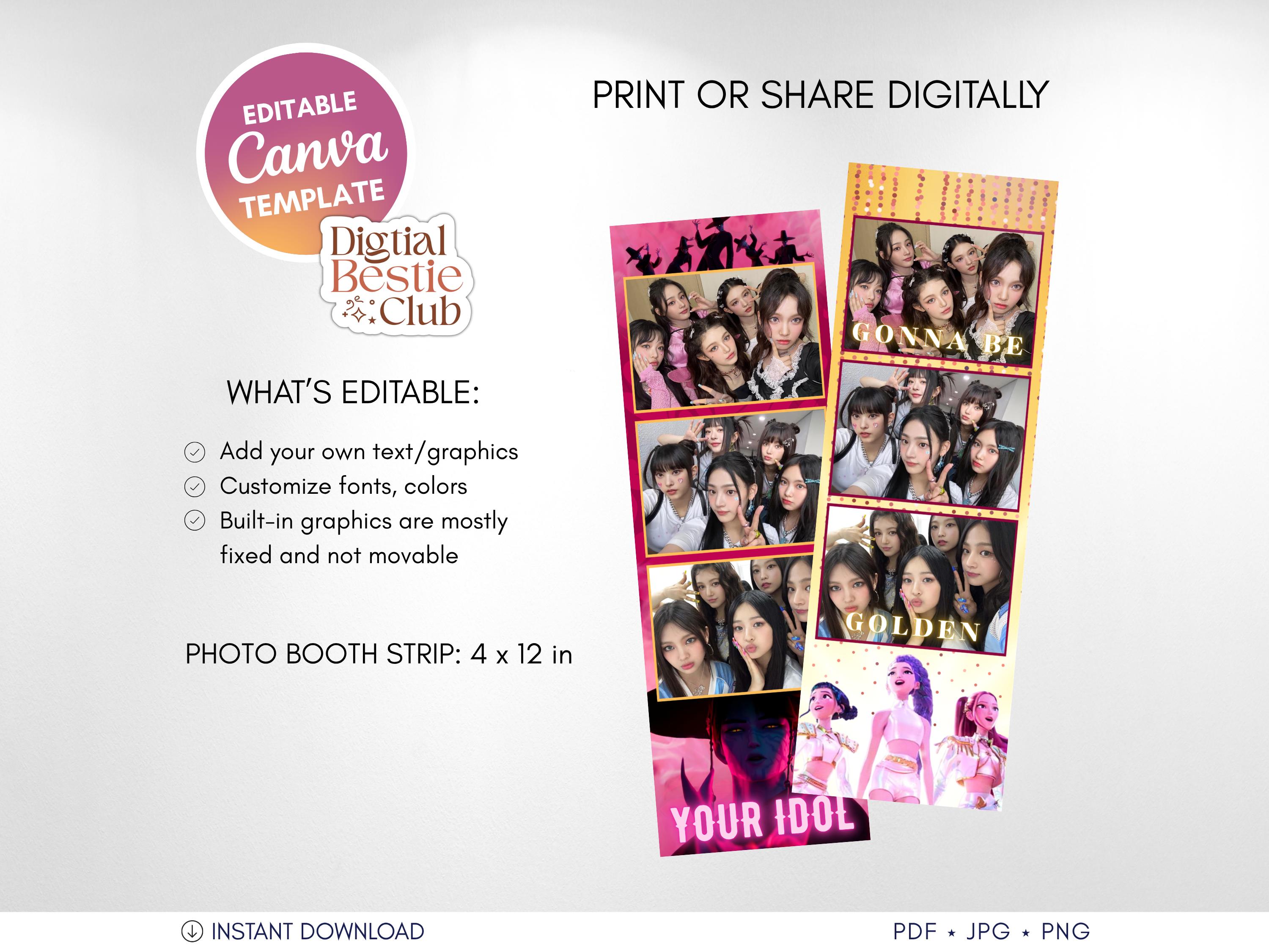 Kpop Demon Hunter Photo Booth Template | Birthday Editable Canva ...