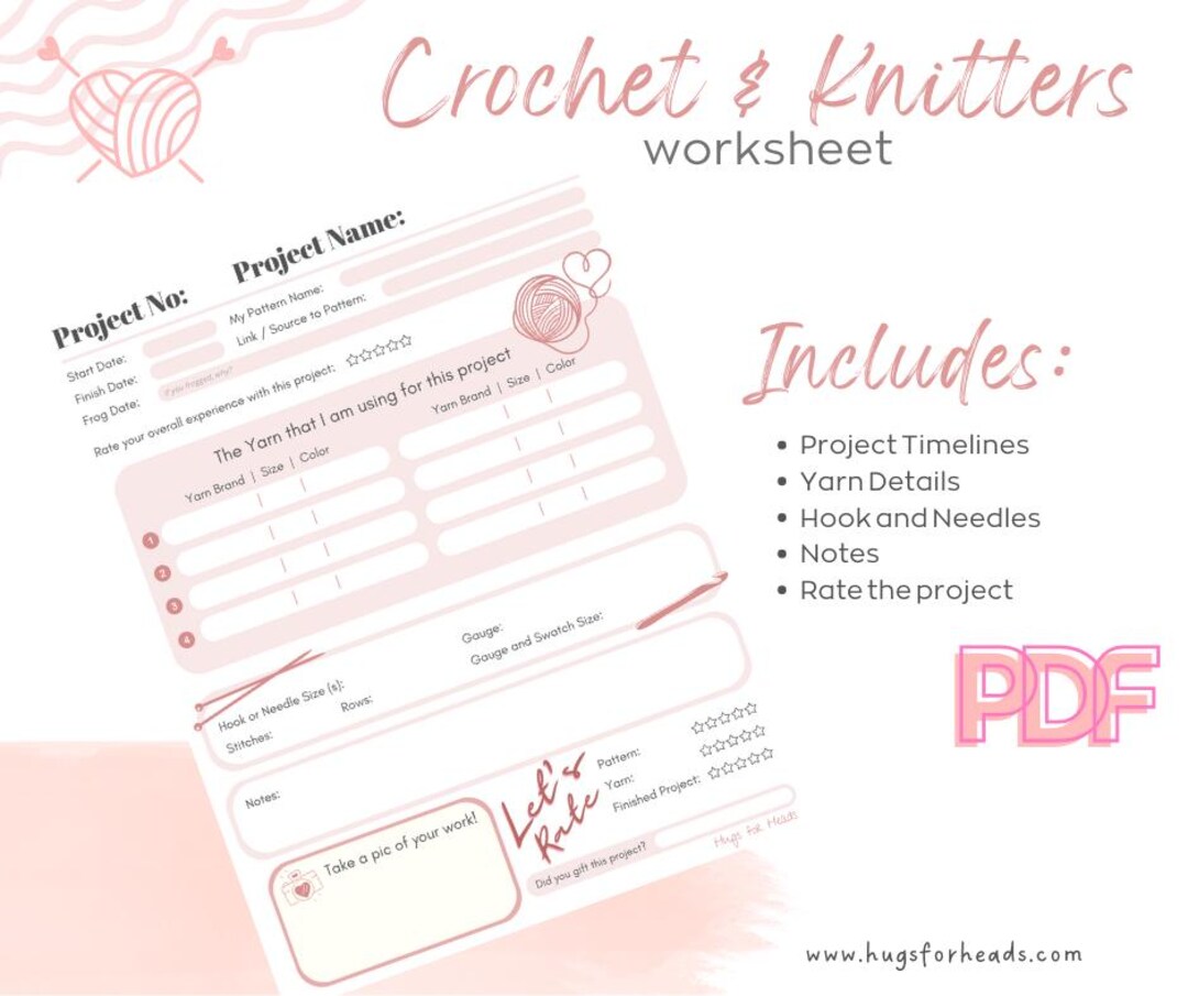 Crochet / Knitters Project Worksheet - Etsy