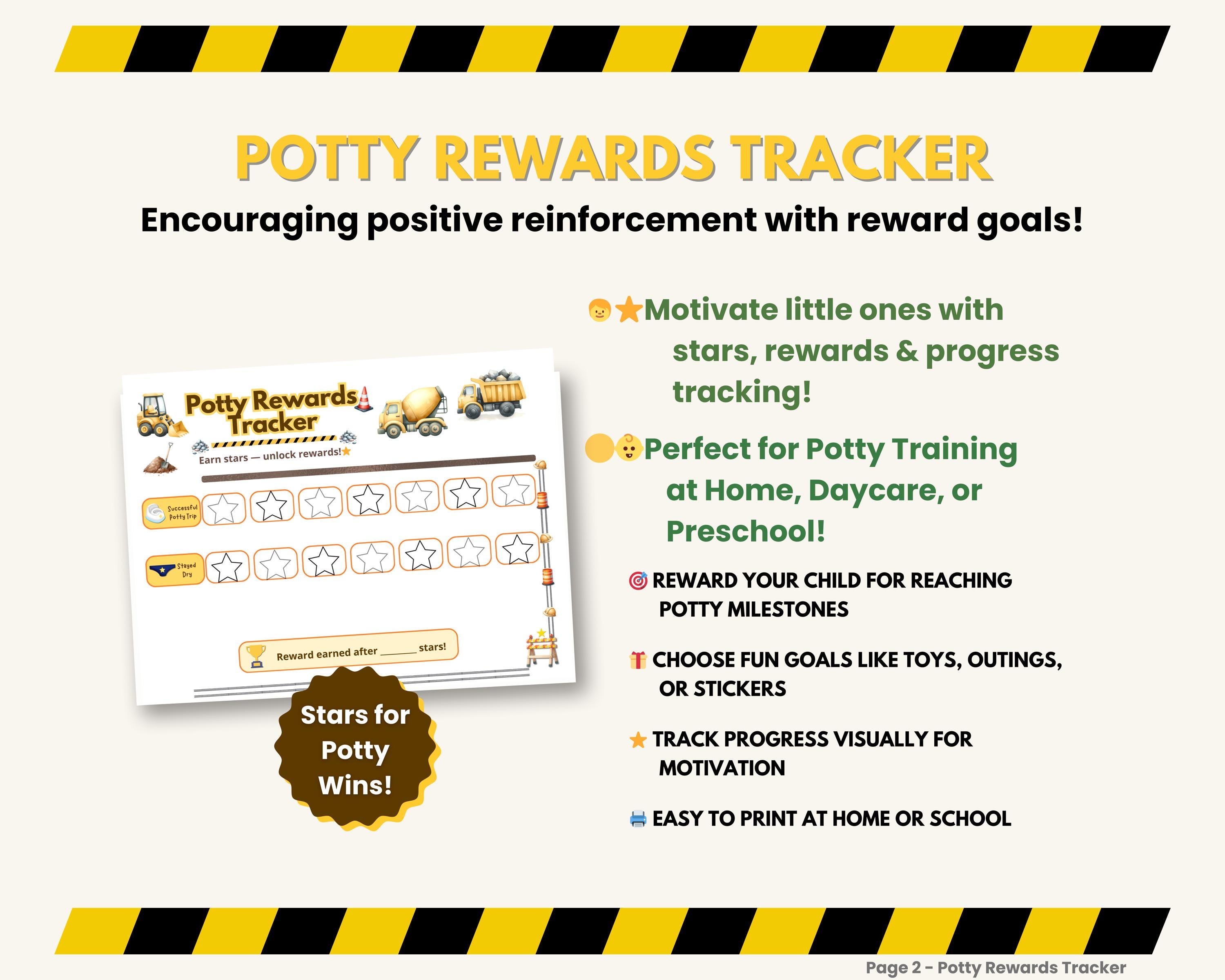 Toddler Potty Training Reward Charts | Construction Theme Printable (4 ...