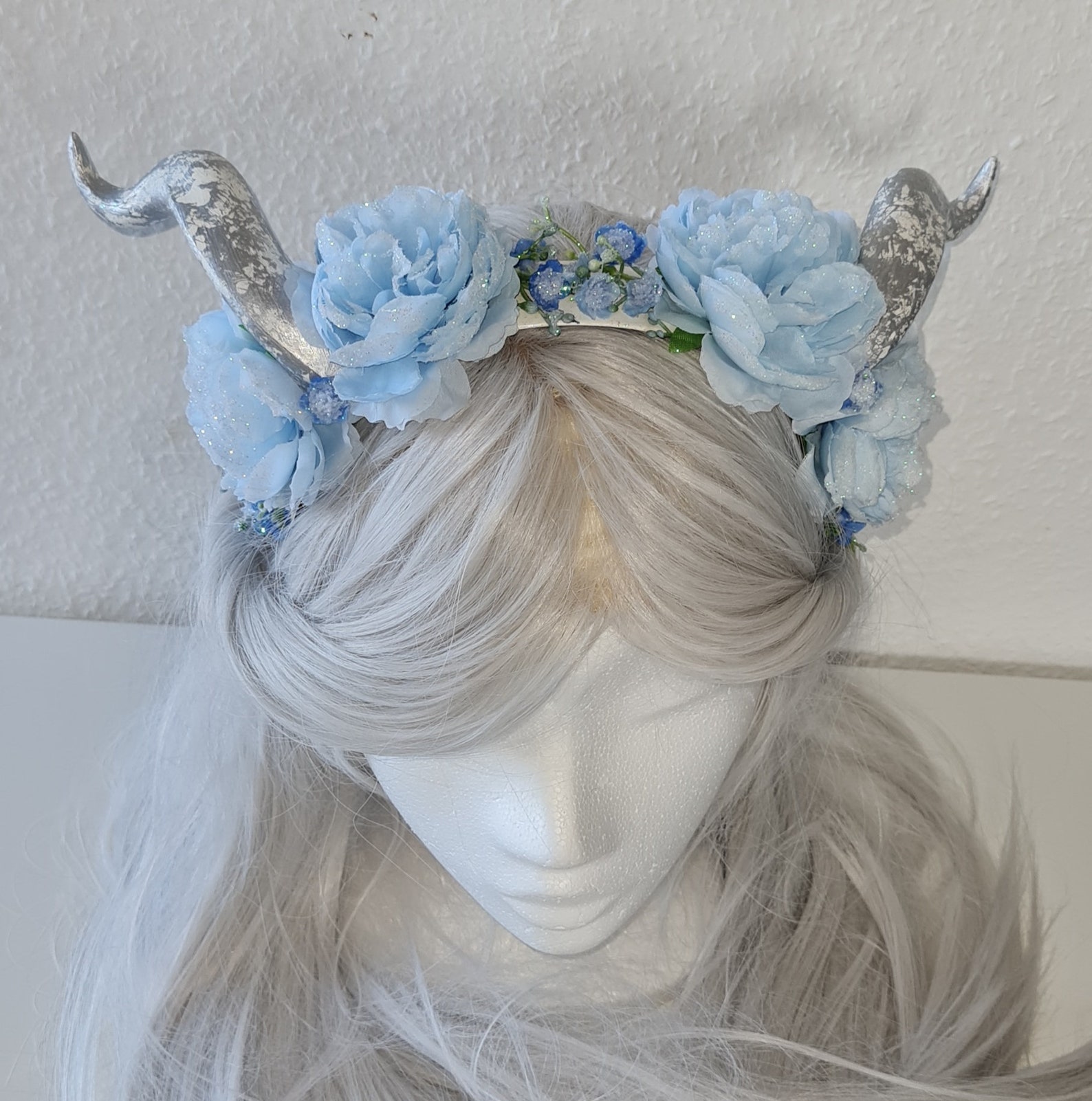 Faun Horns "frosty", Horns White/silver, Various Flower Colors ...
