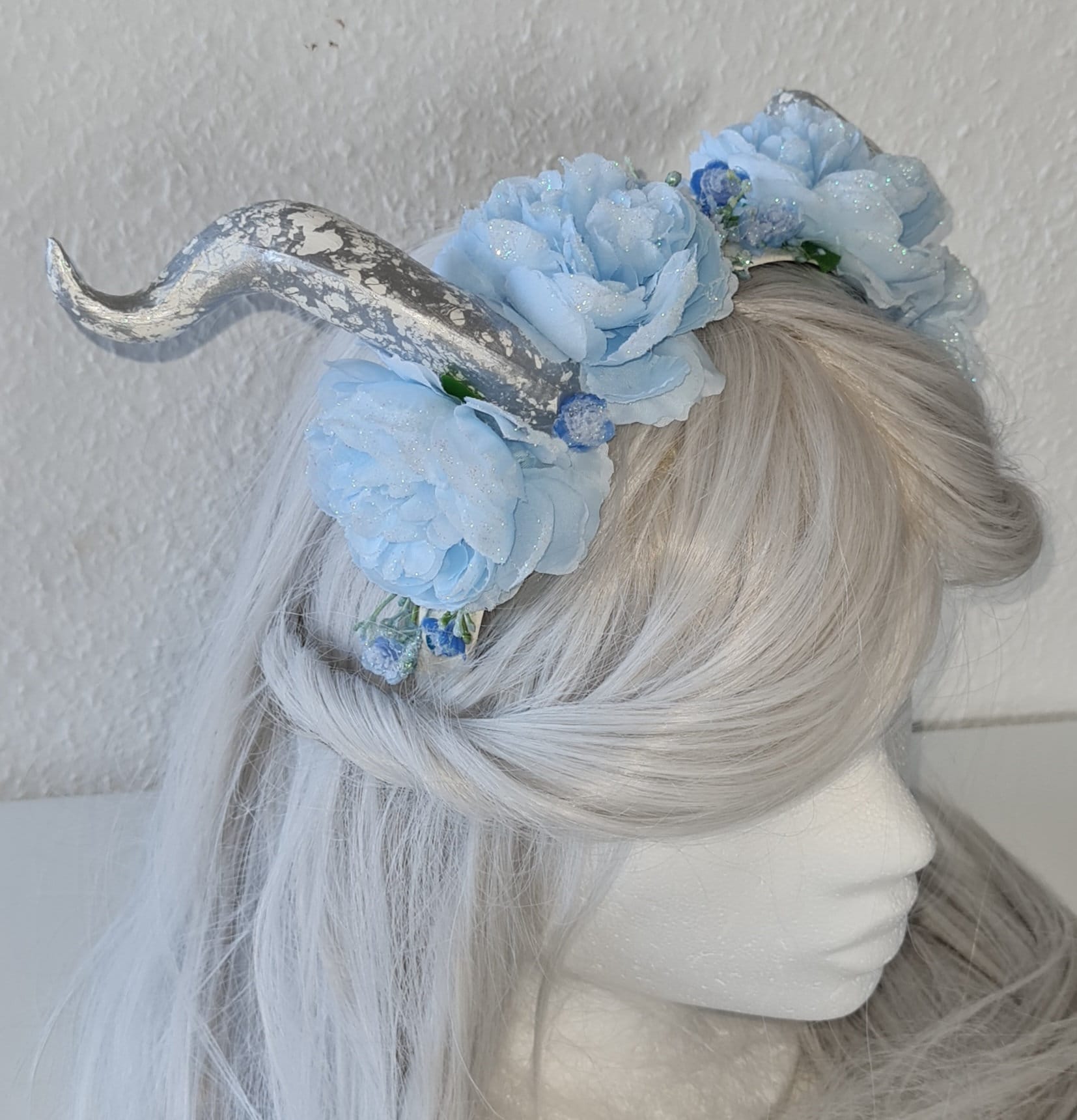 Faun Horns "frosty", Horns White/silver, Various Flower Colors ...